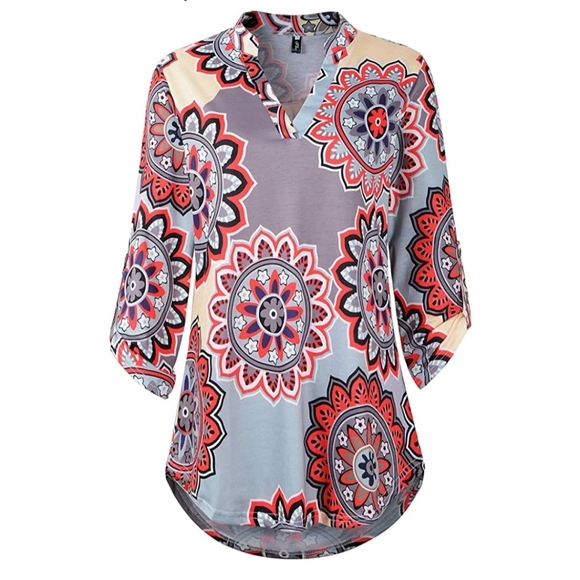 Tops | Mandala Print Blouse 34 Sleeve | Poshmark